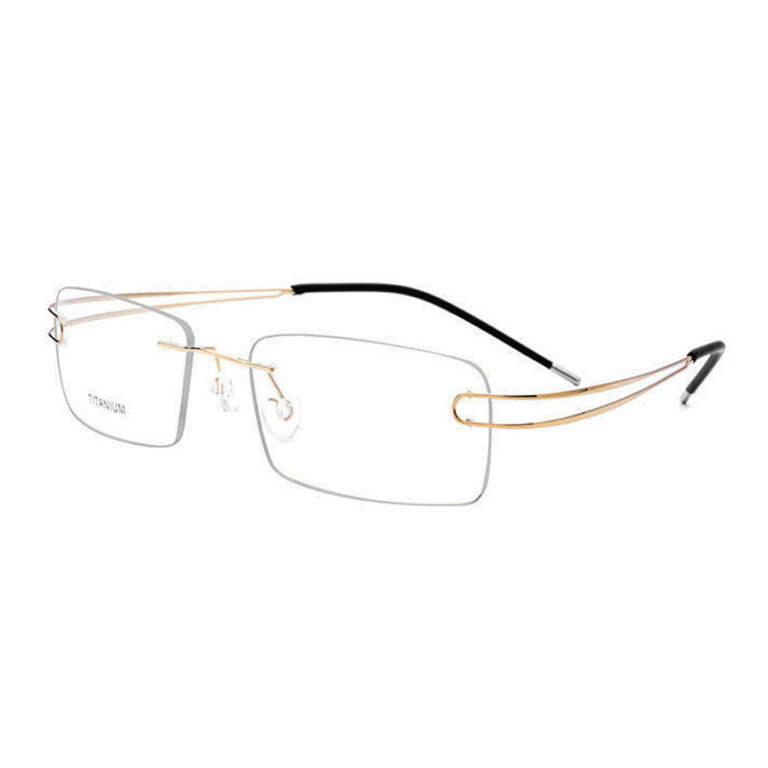 Double Beam Temple Eyeglass Frames Rimless Memory Titanium 39gr