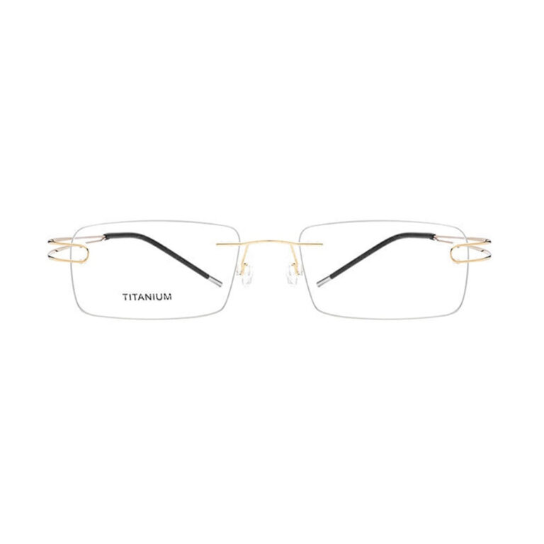 Double Beam Temple Eyeglass Frames Rimless Memory Titanium 39gr